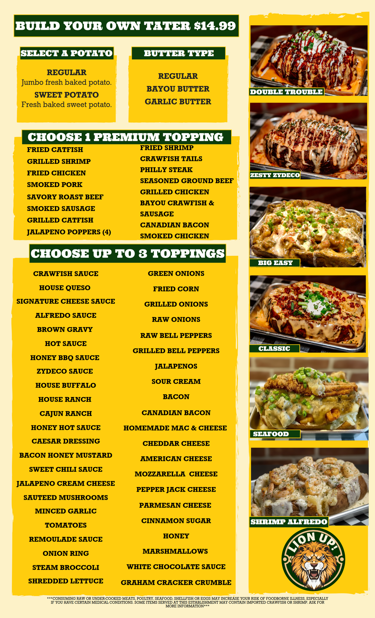 Menu – Stuffed Potatoes & Poboys